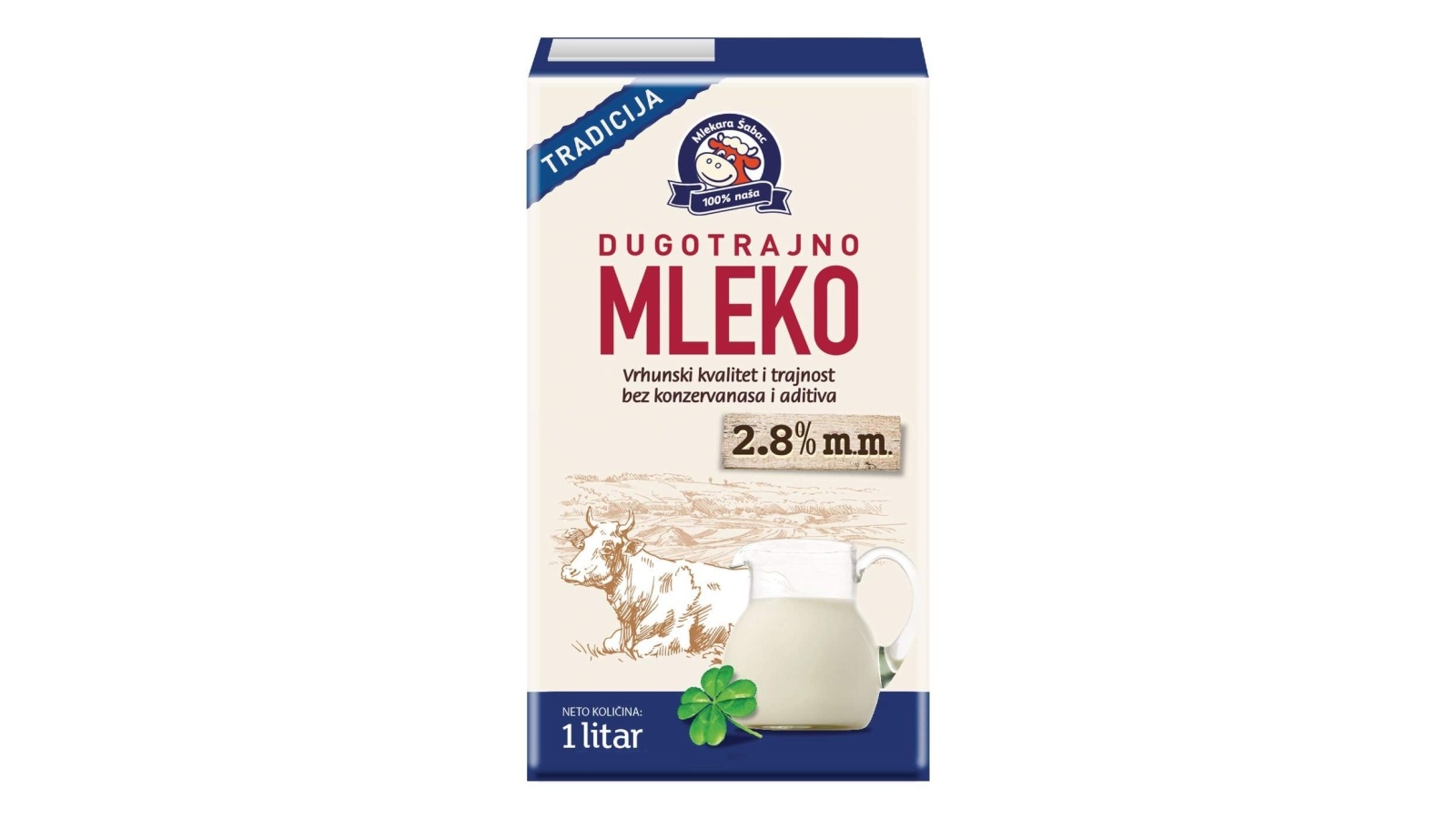 Dugotrajno mleko MLEKARA ŠABAC 2,8%mm 1l - Cenoteka