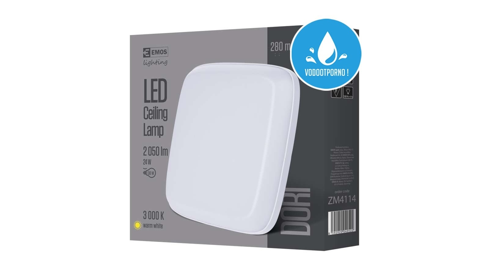 EMOS LED panel 18W 28x28cm Dori IP54 NW ZM4313 - Cenoteka