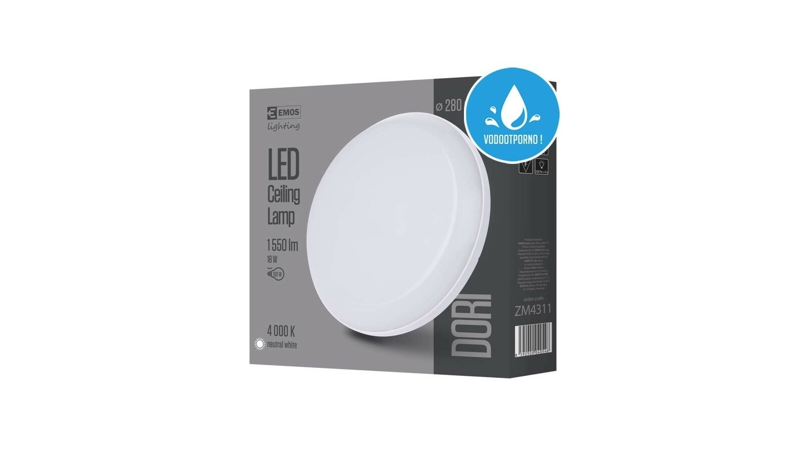 EMOS LED panel 18W fi 28cm Dori IP54 NW ZM4311 - Cenoteka