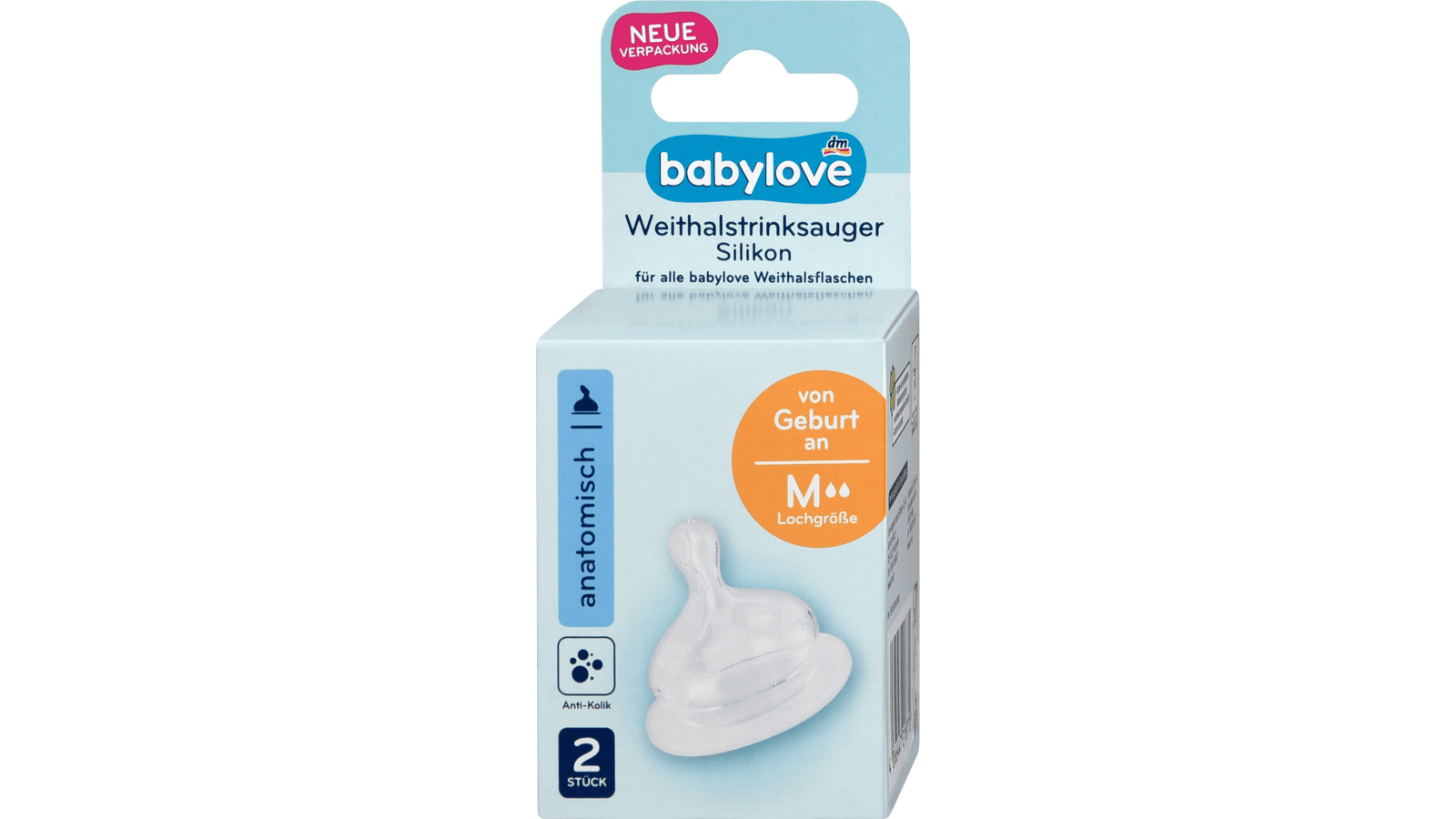 BABYLOVE silikonska cucla anatomska M (0m+) 2kom - Cenoteka
