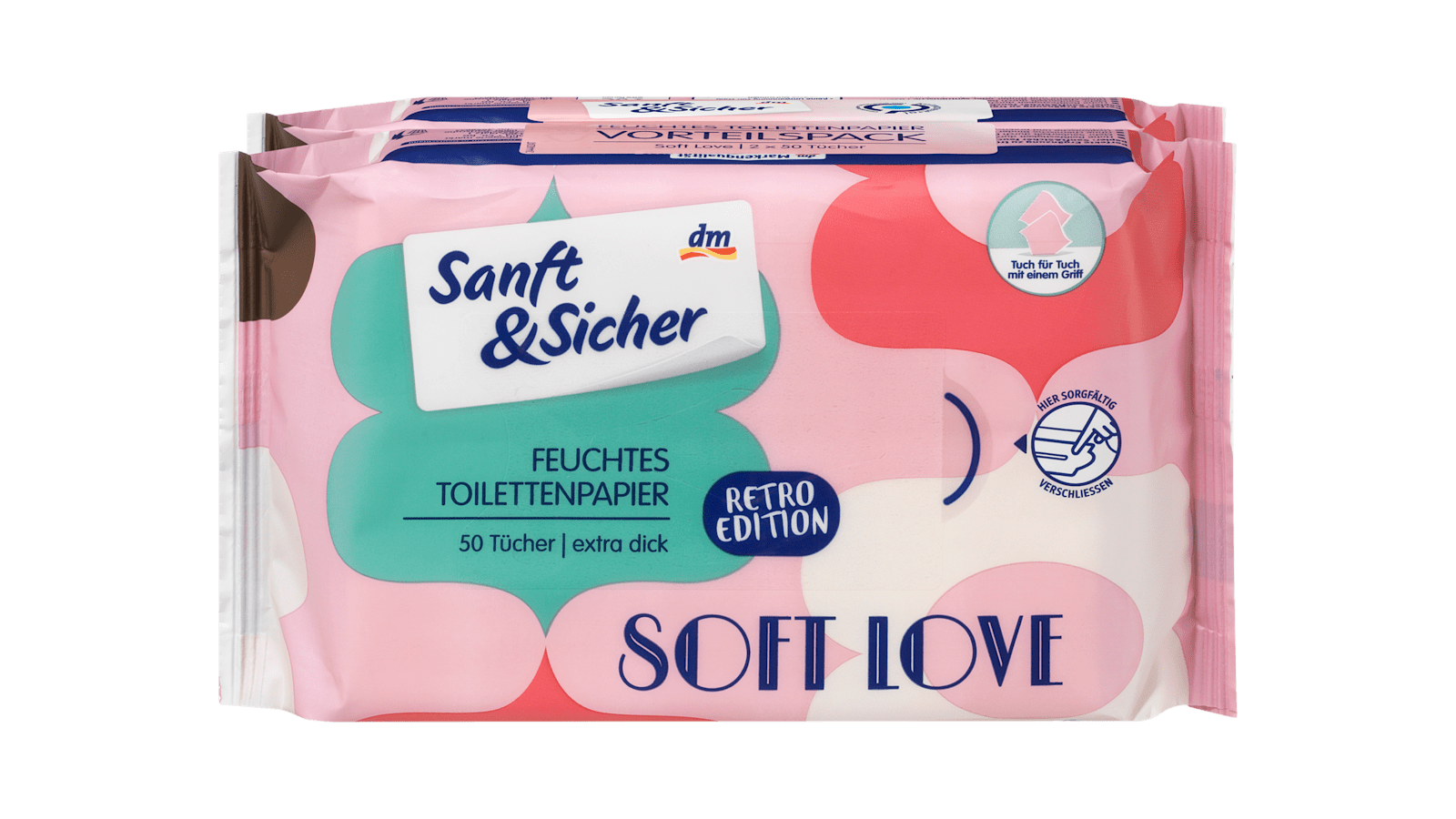 Vlažni toalet papir SANFT&SICHER soft love 2x50kom - Cenoteka