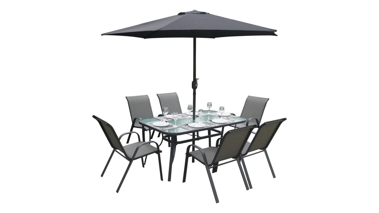 Baštenski set 6 stolica i sto LEMON Bali crni - Cenoteka