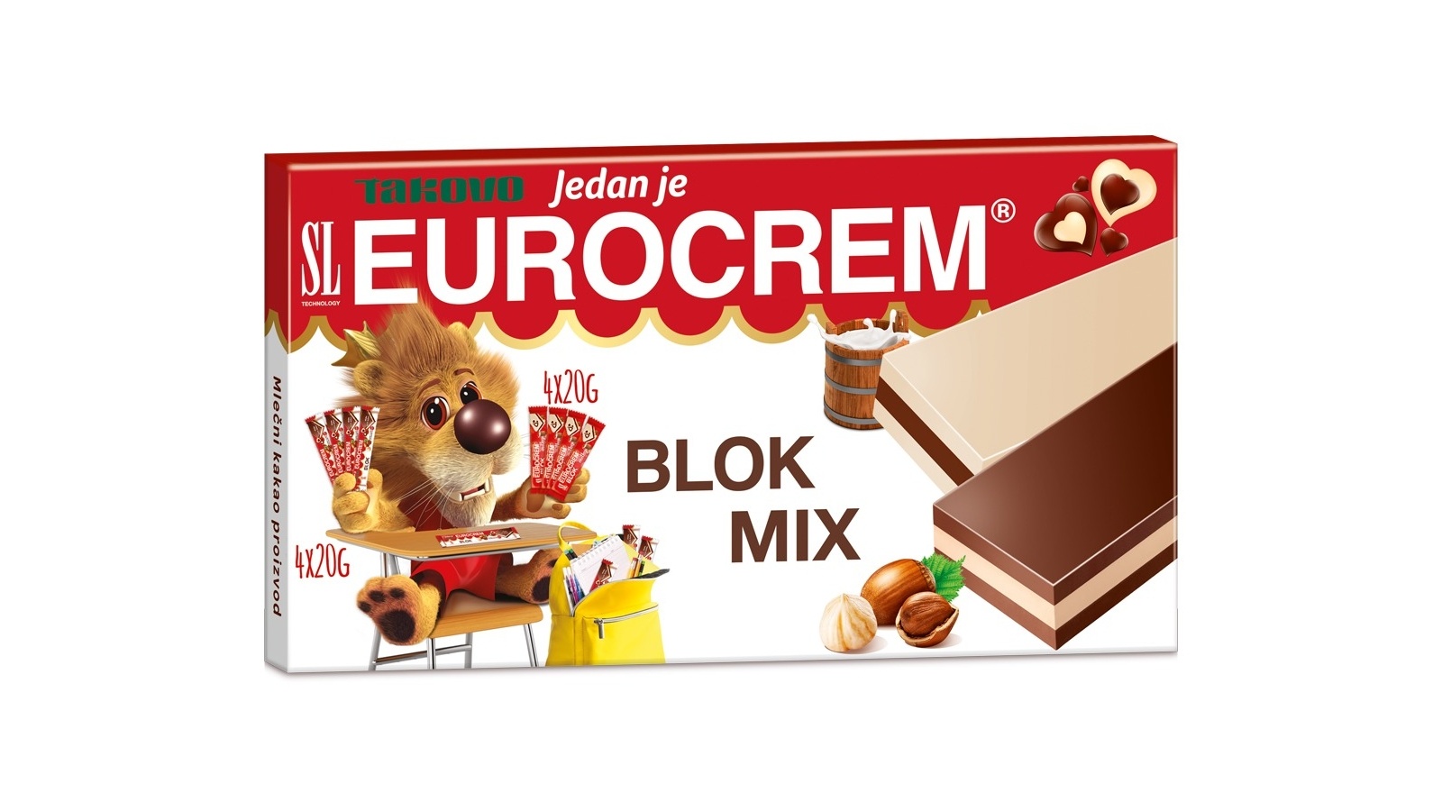 Čokolada SWISSLION Eurocrem blok mix 160g - Cenoteka