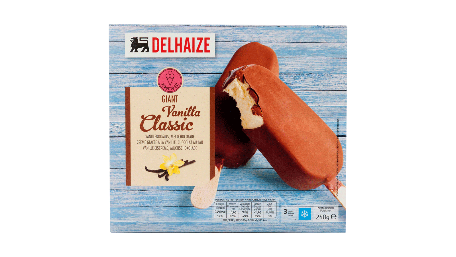 Sladoled DELHAIZE vanila čokolada 3x80g - Cenoteka