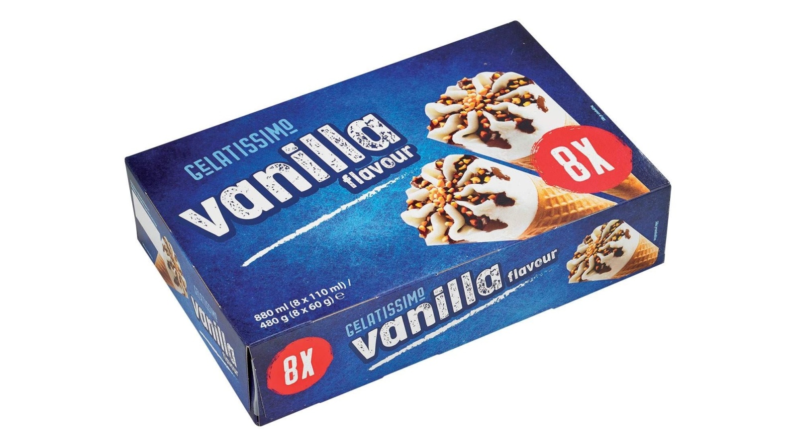 Sladoled GELATISSIMO vanila kornet 8x110ml - Cenoteka