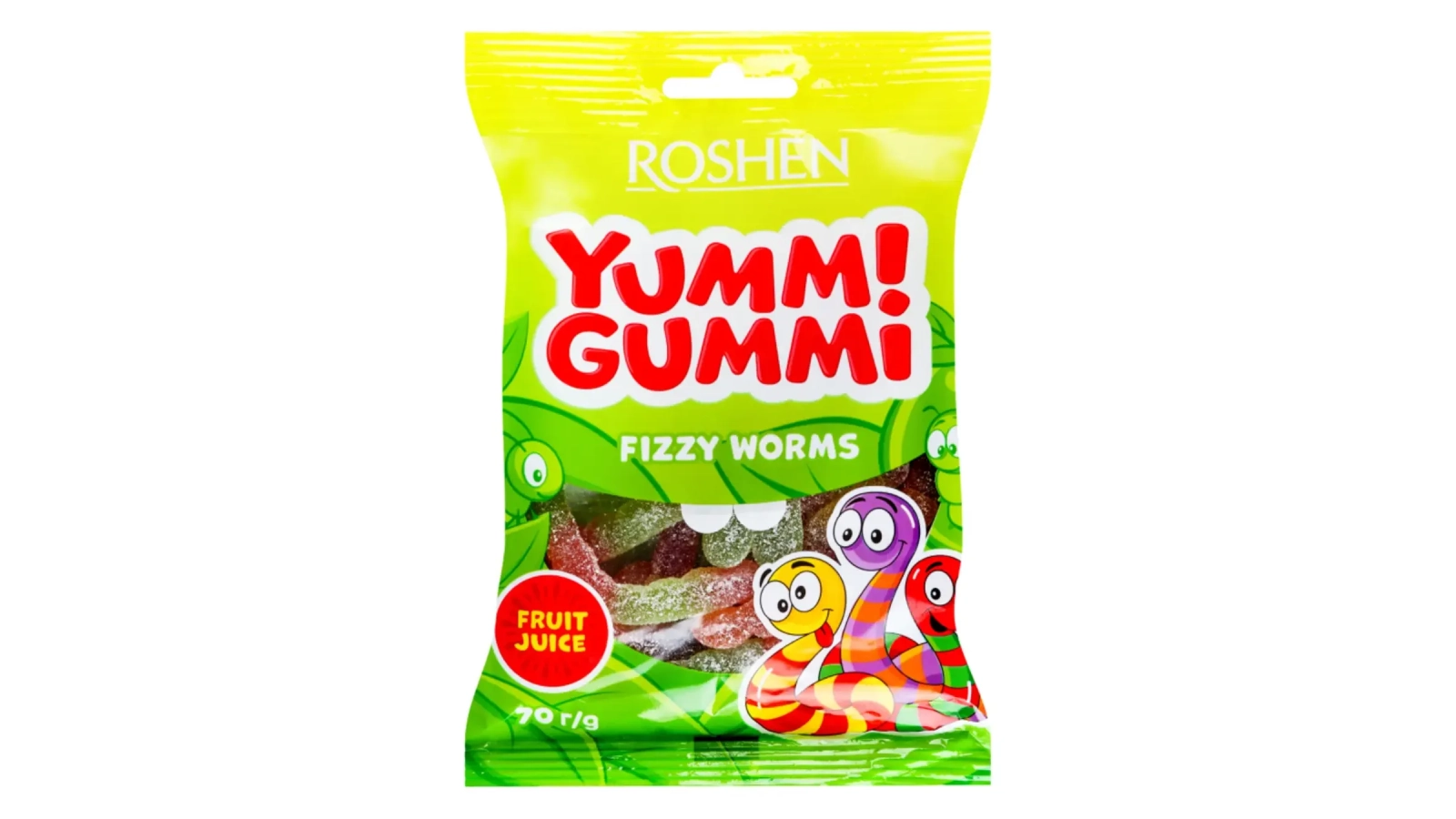 Gumene bombone ROSHEN yummi gummi fizzy worms 70g - Cenoteka