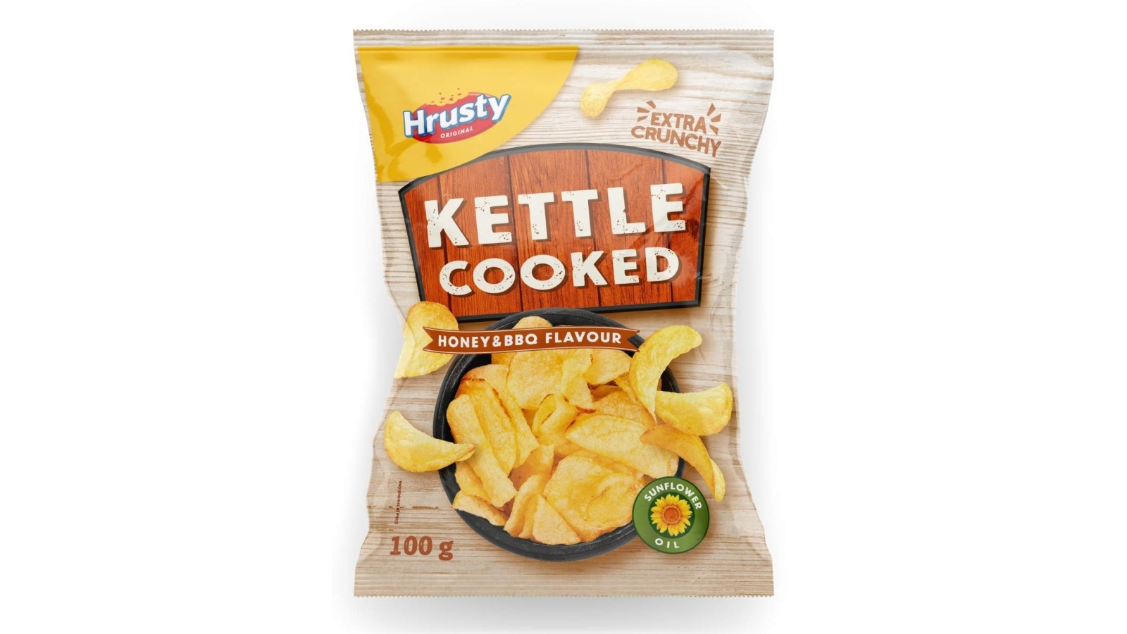 Čips HRUSTY Hand cooked bbq & med 100g - Cenoteka