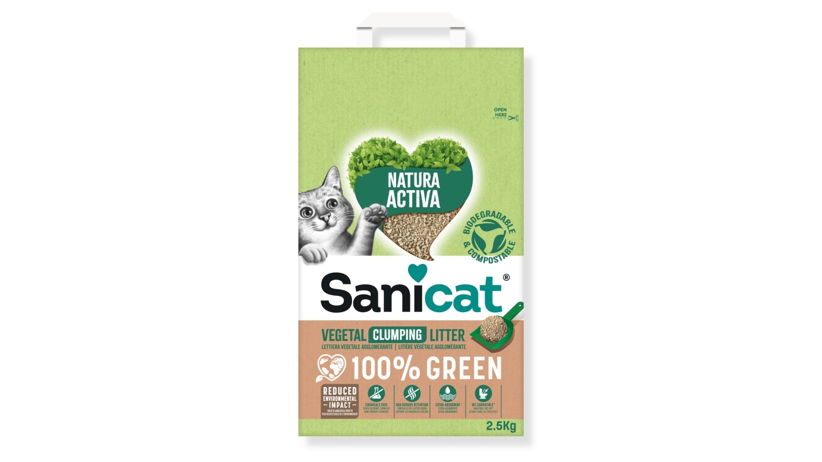 SANICAT Natura activa biljni posip za mačke bez mirisa 2,5kg - Cenoteka