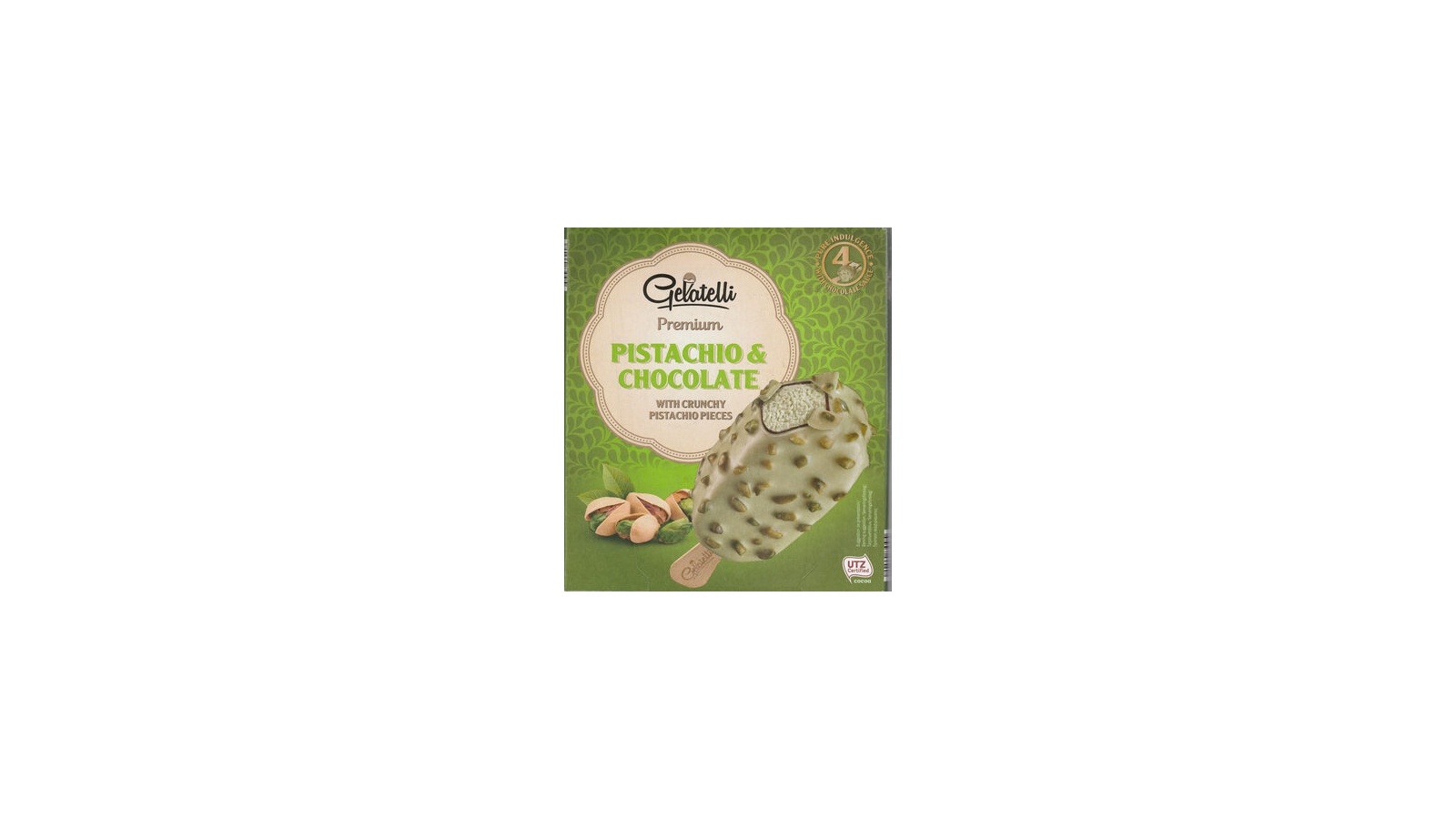 Sladoled GELATELLI pistaći čokolada štapić 4x90ml - Cene i Akcije