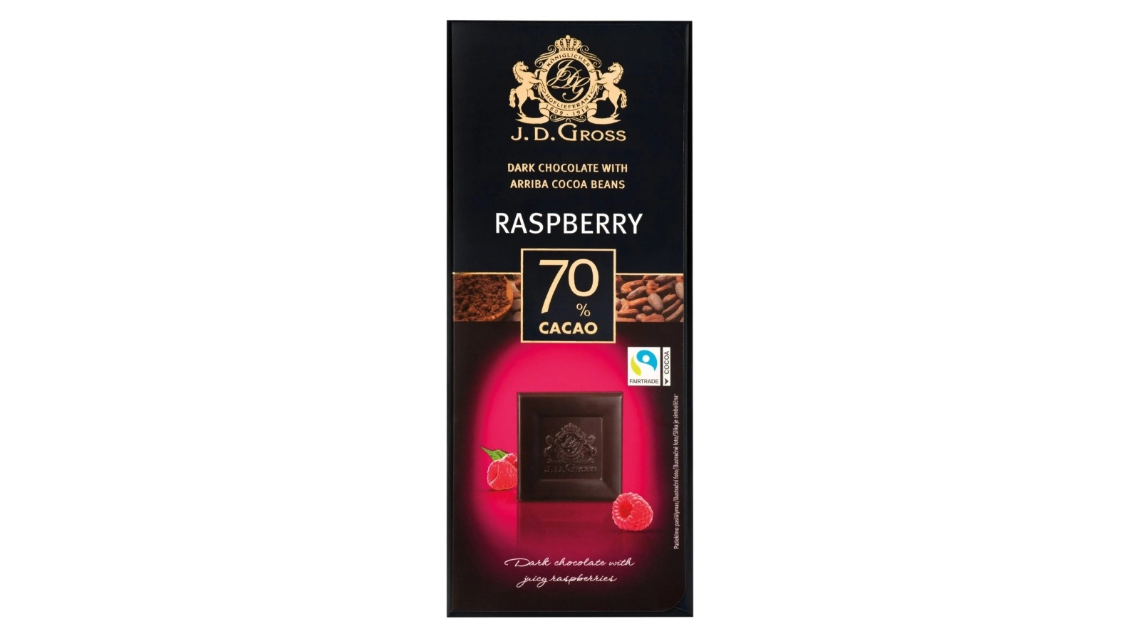 Crna čokolada J.D. GROSS dark sa malinom 125g - Cenoteka