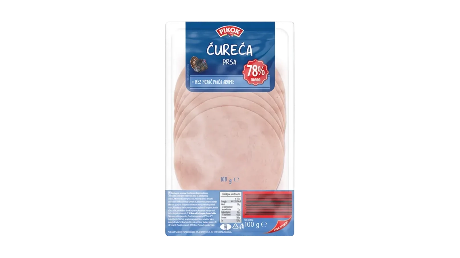 Ćureća prsa PIKOK narezak 100g - Cenoteka