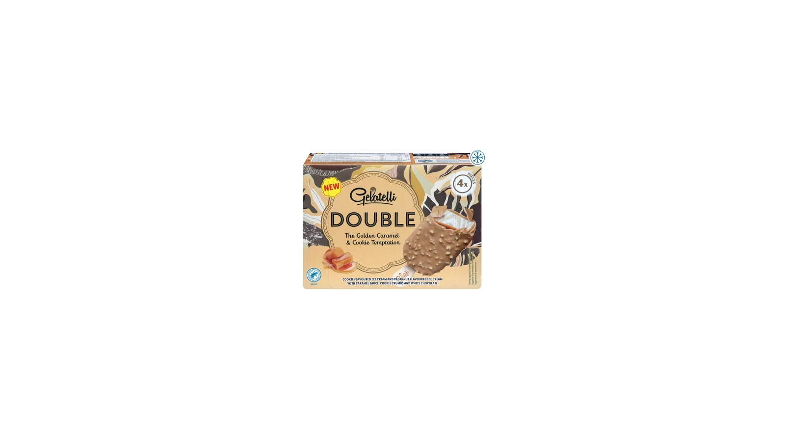 Sladoled GELATELLI double caramel & cookie štapić 4x90ml - Cenoteka