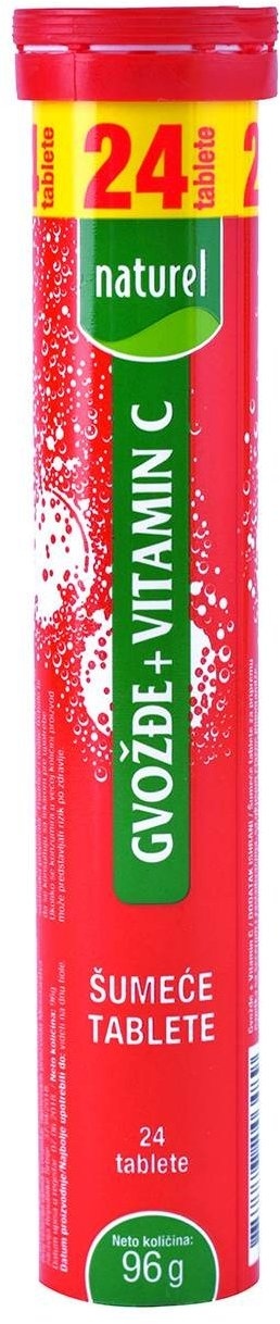 Šumeće tablete NATUREL gvožđe vitamin C 96g - Cenoteka