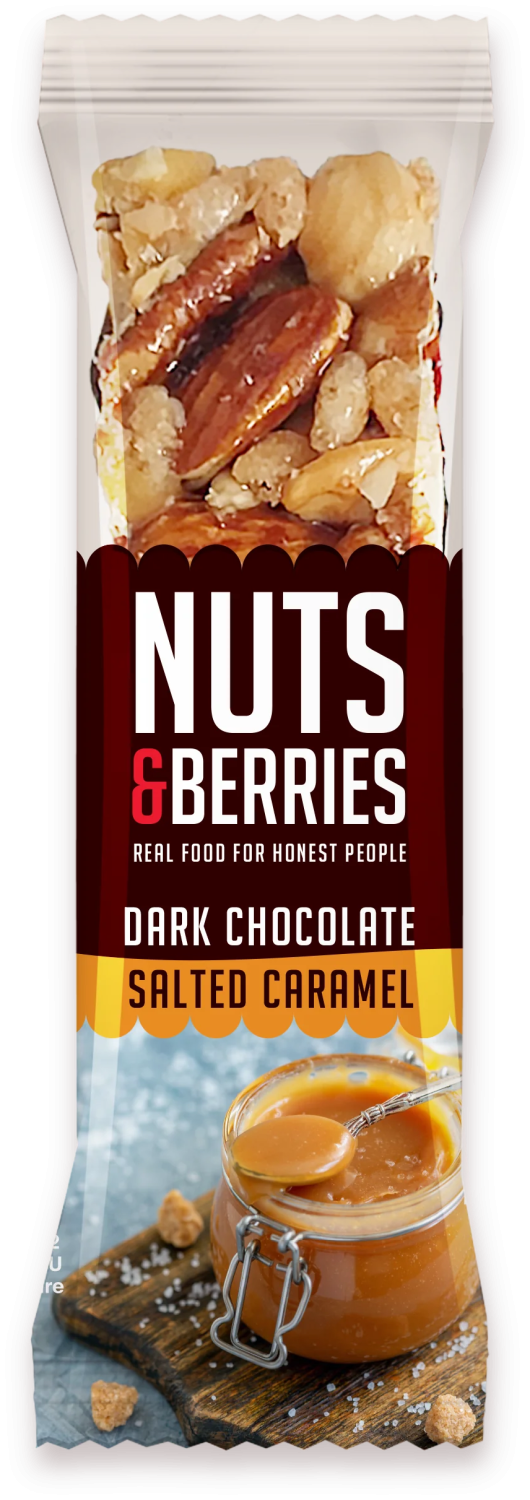 NUTS & BERRIES Dark chocolate sour salted caramel 40g - Cenoteka