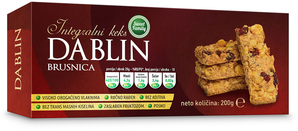 Integralni keks SWEET FAMILY Dablin 200g - Cenoteka