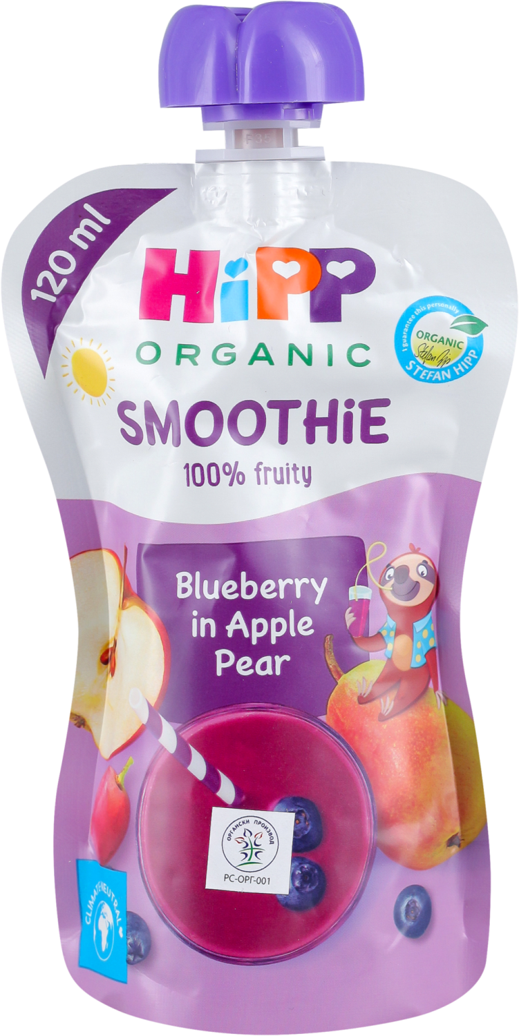 HIPP Bio smoothie borovnica jabuka kruška 120ml - Cenoteka