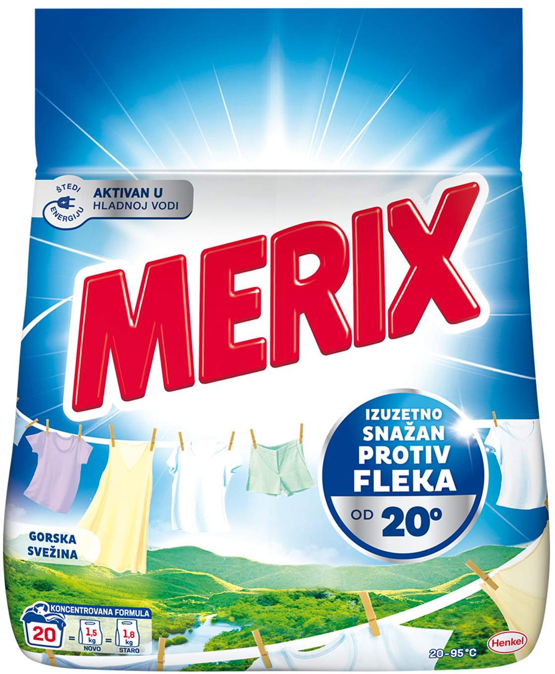 MERIX gorska svežina 20 pranja (1,5kg) - Cenoteka
