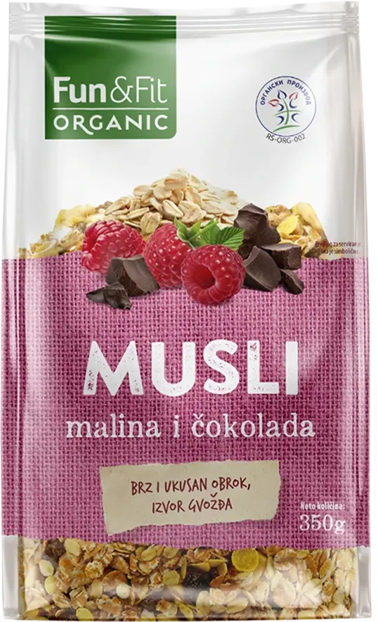 Musli FUN&FIT malina i čokolada organic 350g - Cenoteka