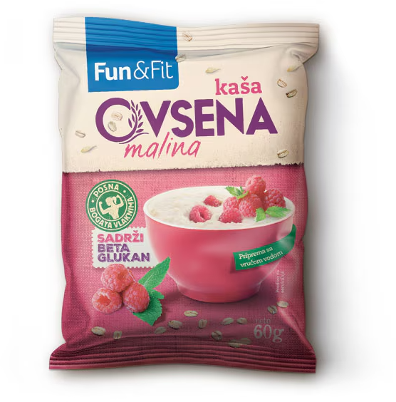 FUN & FIT ovsena kaša malina 60g - Cenoteka