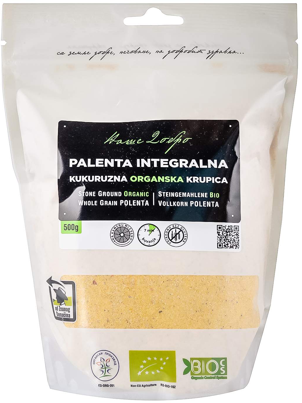 Palenta organska integralna kukuruzna NAŠE DOBRO 500g - Cenoteka