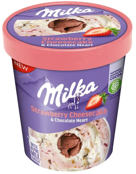 Sladoled MILKA strawberry cheesecake 480ml - Cenoteka