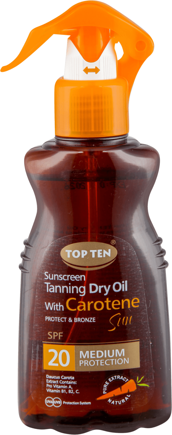 Ulje za sunčanje TOP TEN carotene SPF20 180ml - Cenoteka