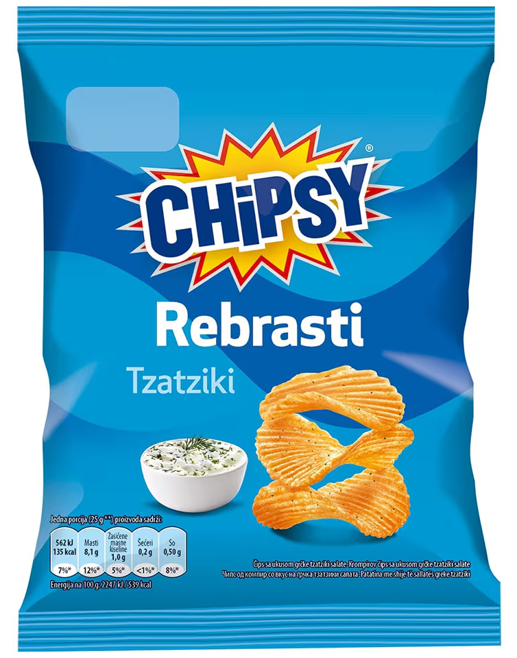Čips CHIPSY rebrasti Tzatziki 25g - Cenoteka