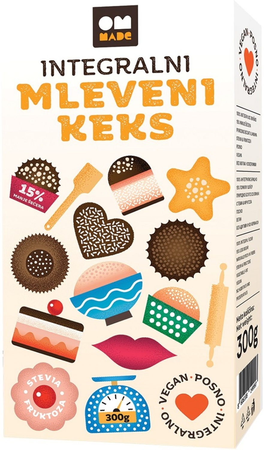 Integralni mleveni keks OM MADE stevia 300g - Cenoteka