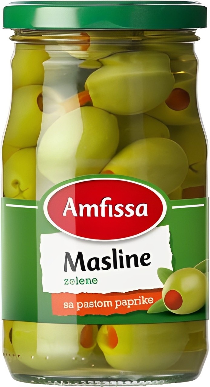 AMFISSA masline zelene sa paprikom 300g - Cenoteka