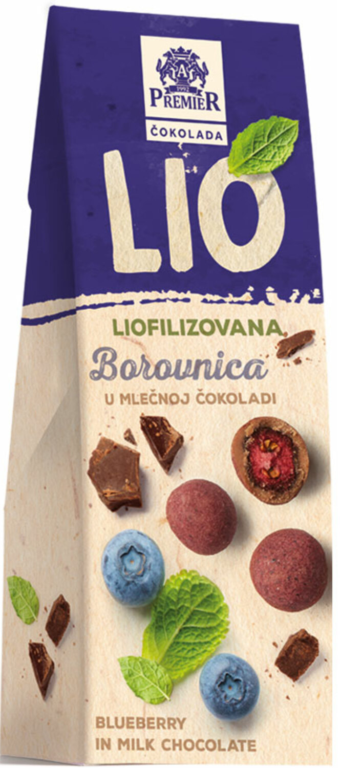 Praline PREMIER liofilizovana borovnica u čokoladi 60g - Cenoteka