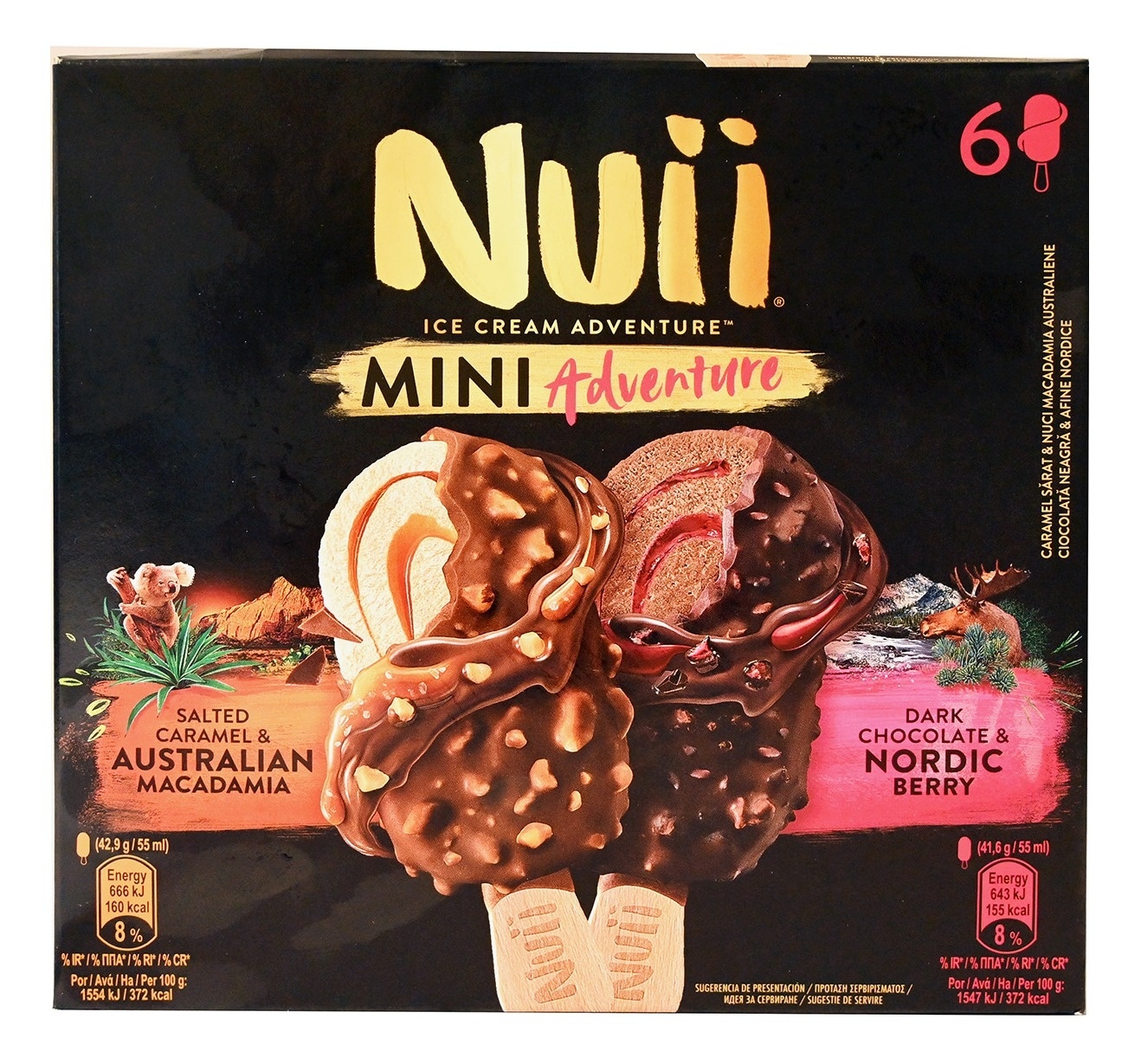 Sladoled NUII slana karamela čokolada multipack 6x55ml - Cenoteka