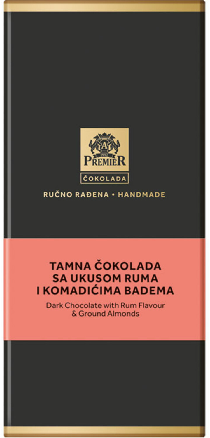 Tamna čokolada PREMIER rum i badem 100g - Cene i Akcije