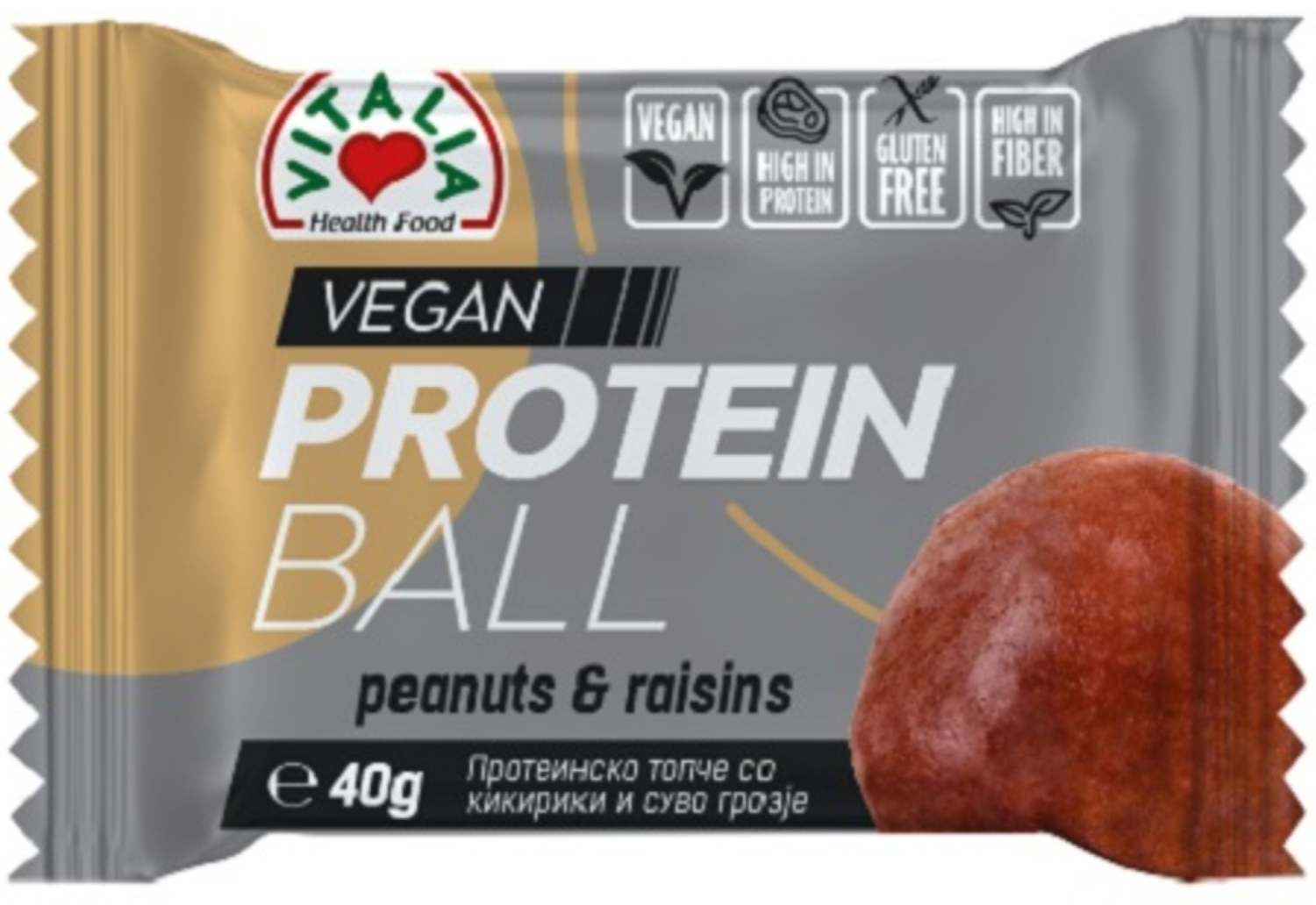 VITALIA proteinska loptica kikiriki grožđe 40g - Cenoteka