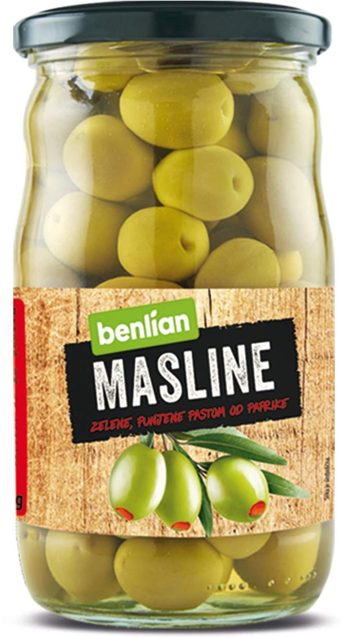 BENLIAN zelene masline sa paprikom 700g - Cenoteka