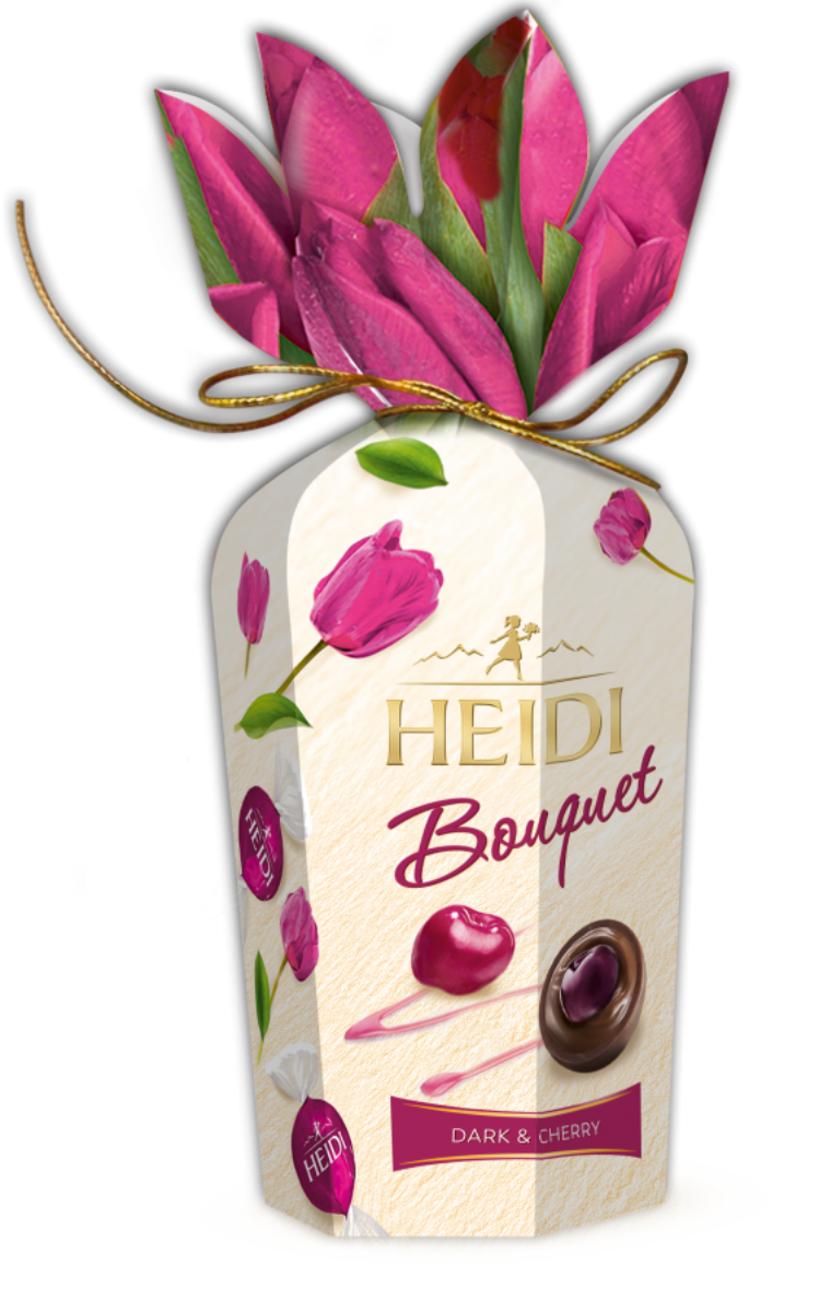 Bombonjera HEIDI Bouqet flower dark & cherry 120g - Cenoteka