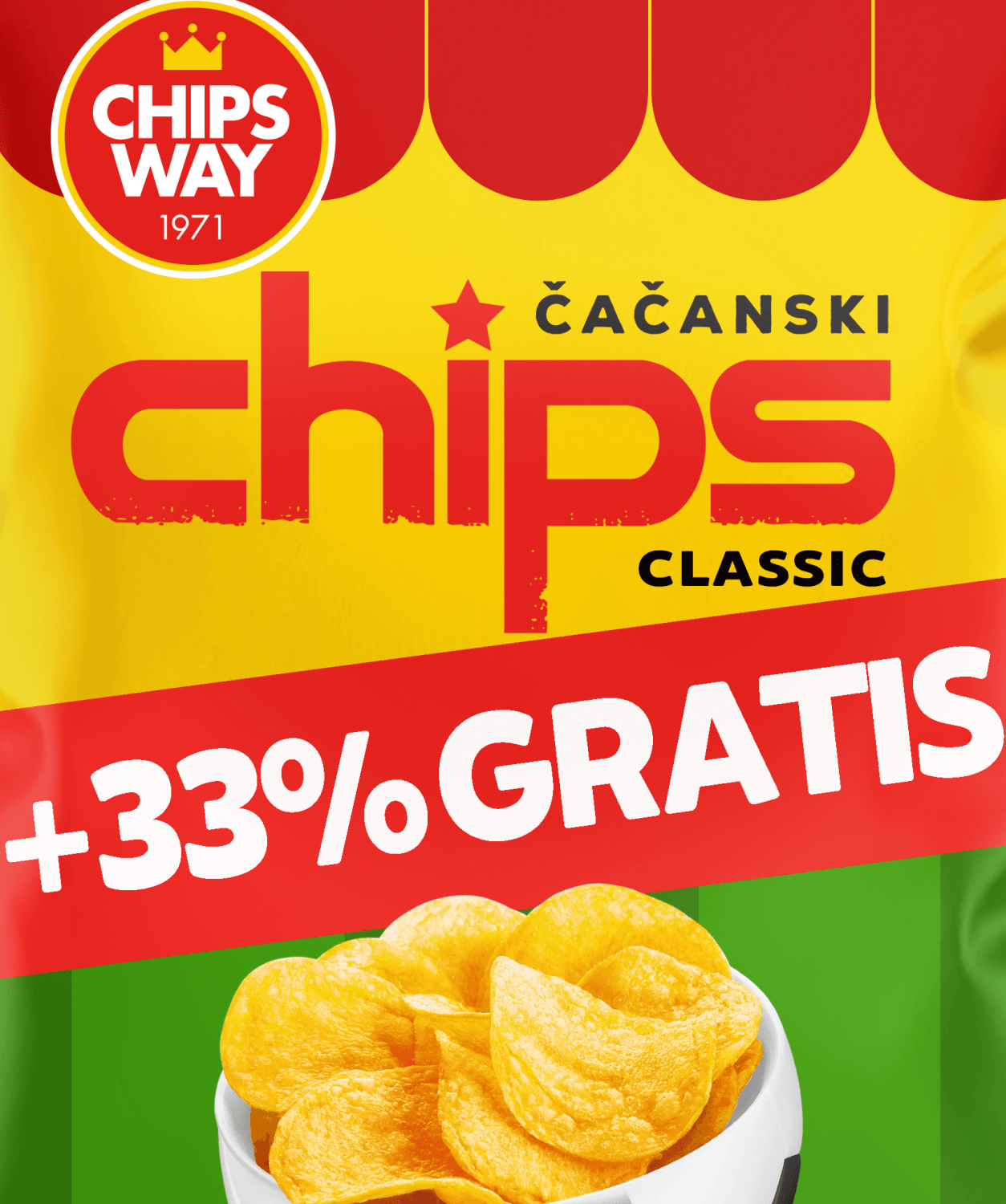 CHIPS WAY classic 150g + 33% gratis - Cenoteka