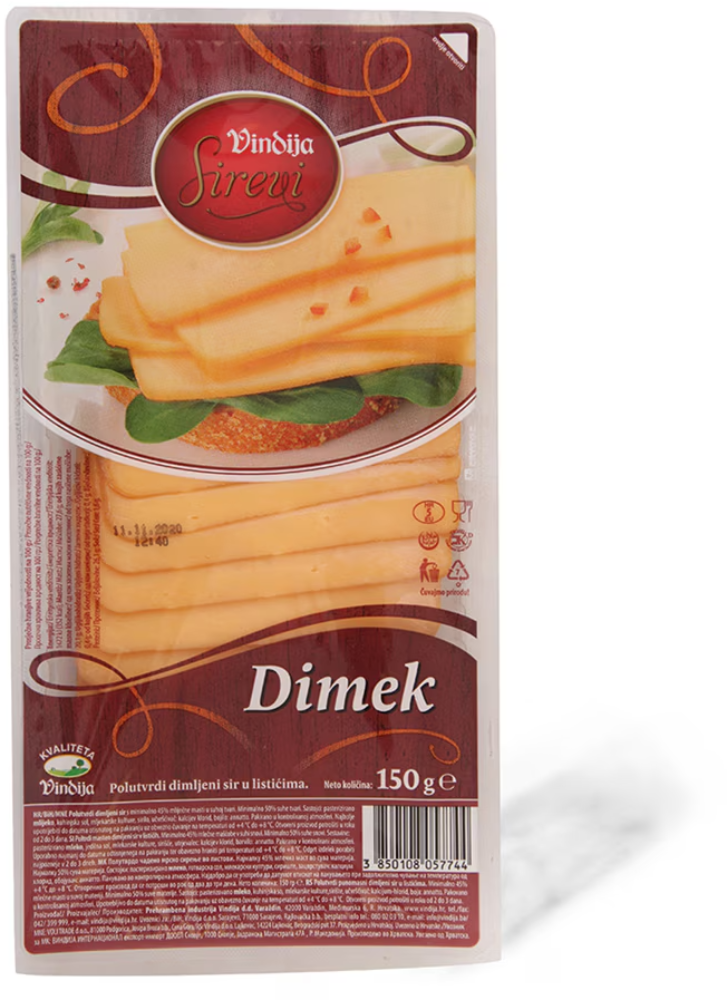 Dimljeni sir VINDIJA Dimek slajs 150g - Cenoteka