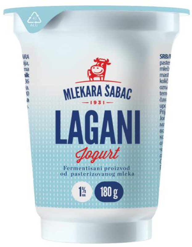 Jogurt lagani 1%mm MLEKARA ŠABAC 180g - Cenoteka