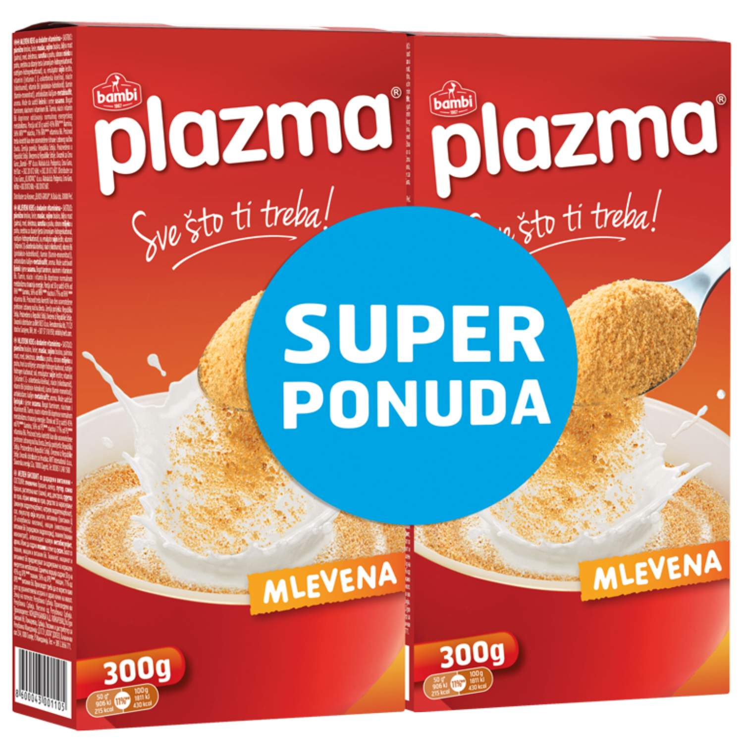 Keks Bambi PLAZMA mleveni 2x300g - Cenoteka