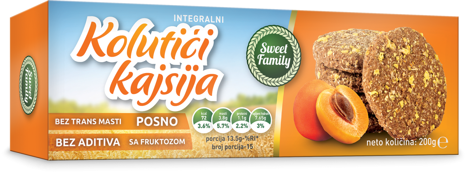 Keks SWEET FAMILY kolutići kajsija 200g - Cenoteka
