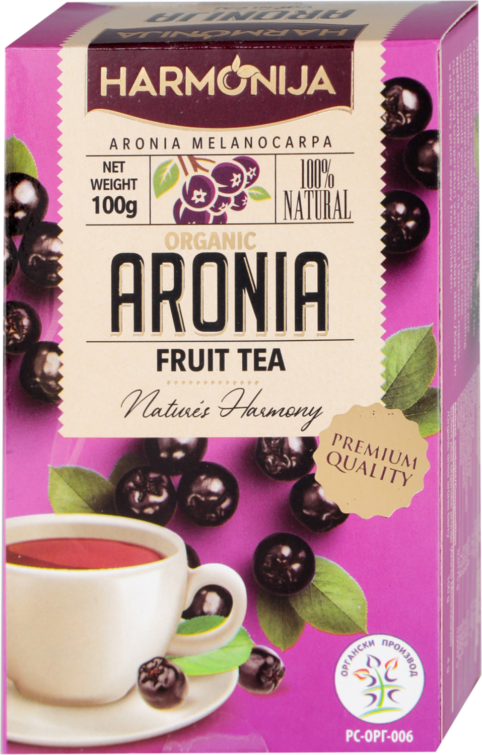 HARMONIJA Organski čaj od aronije 100g - Cenoteka