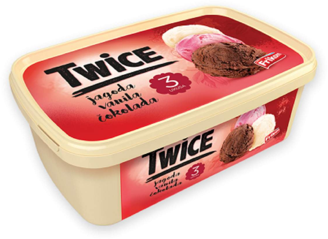 Sladoled FRIKOM Twice vanila čokolada jagoda 1700ml - Cenoteka
