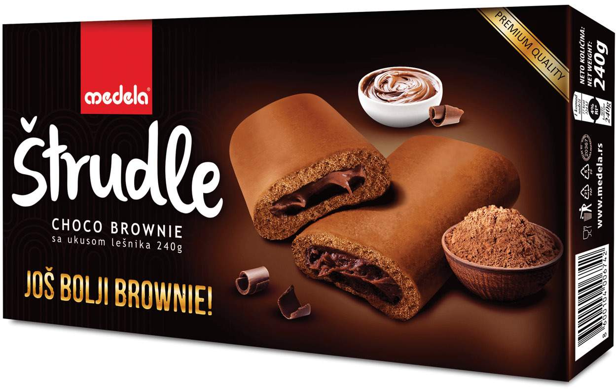 Štrudla MEDELA choco brownie lešnik 240g - Cenoteka