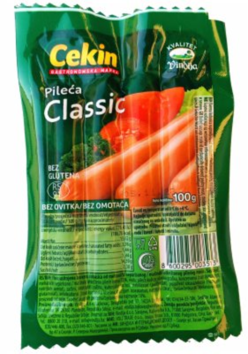 Viršle CEKIN pileća hrenovka classic 100g - Cenoteka