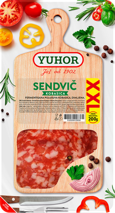 YUHOR sendvič kobasica XXL slajs 200g - Cenoteka