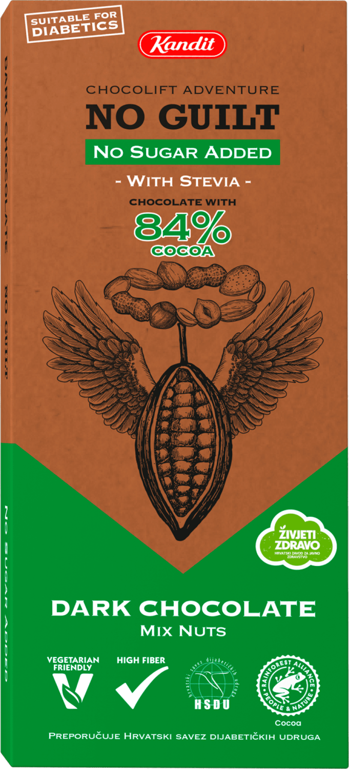 Crna čokolada KANDIT no guilt mix nuts 84% 80g - Cenoteka