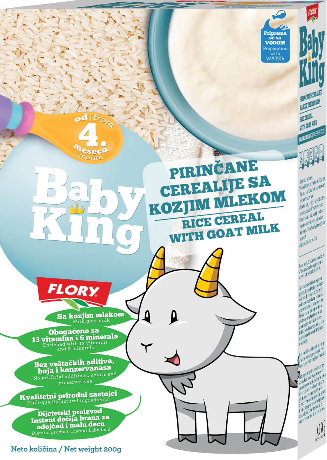FLORY Baby king pirinčane cerealije sa kozjim mlekom 200ml - Cenoteka