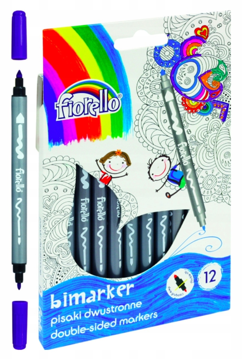 Dvostrani flomasteri FIORELLO dve debljine 12kom - Cenoteka
