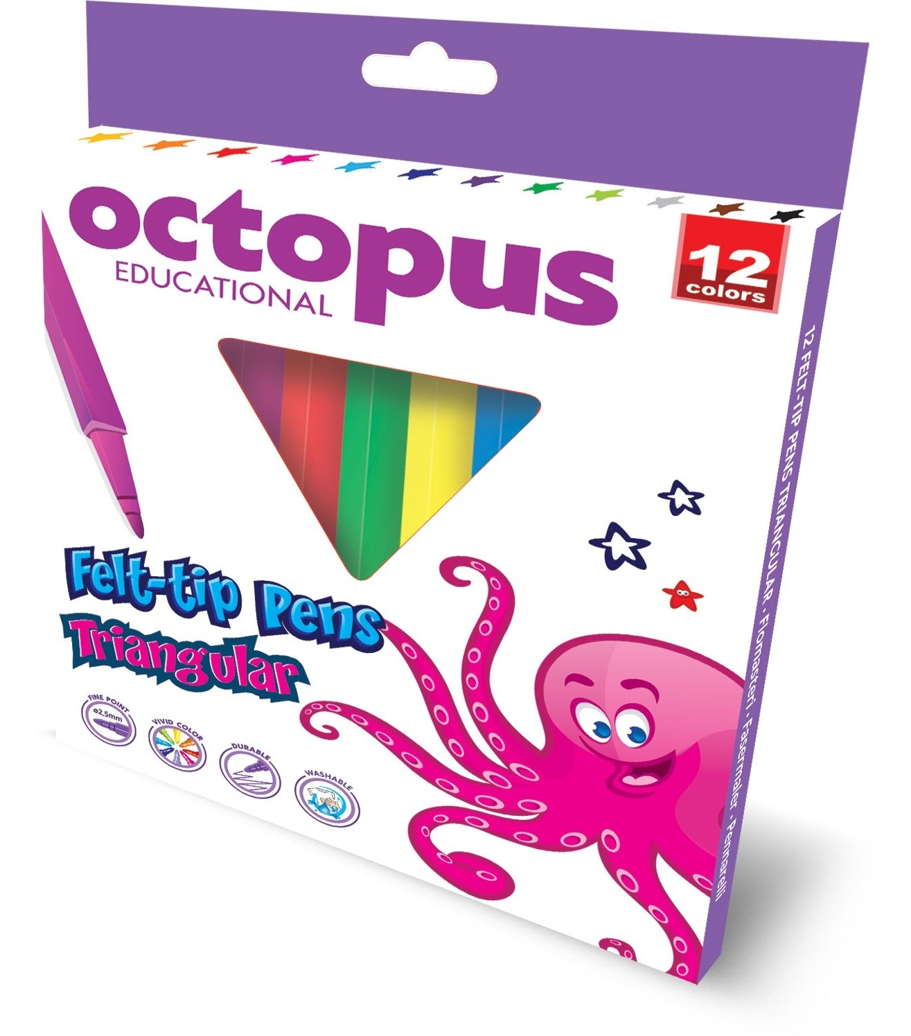 Flomasteri OCTOPUS unl triangular vodoperiv 12kom - Cenoteka