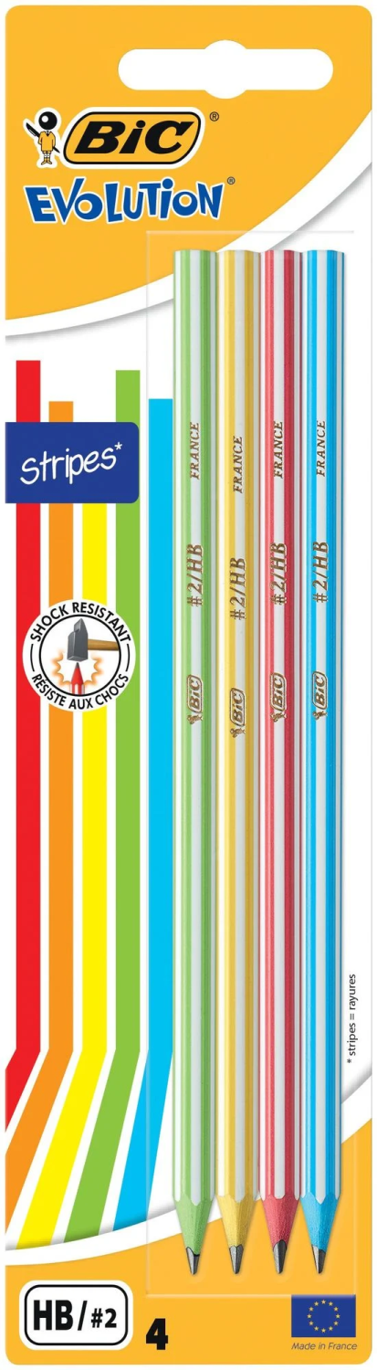 Grafitna olovka BIC evolution stripes 4kom - Cenoteka